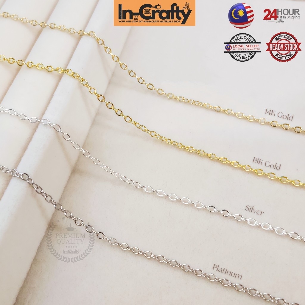 IN-CRAFTY / 18K 14K Gold Silver 925 Chain Rantai Suasa DIY / O Shape ...