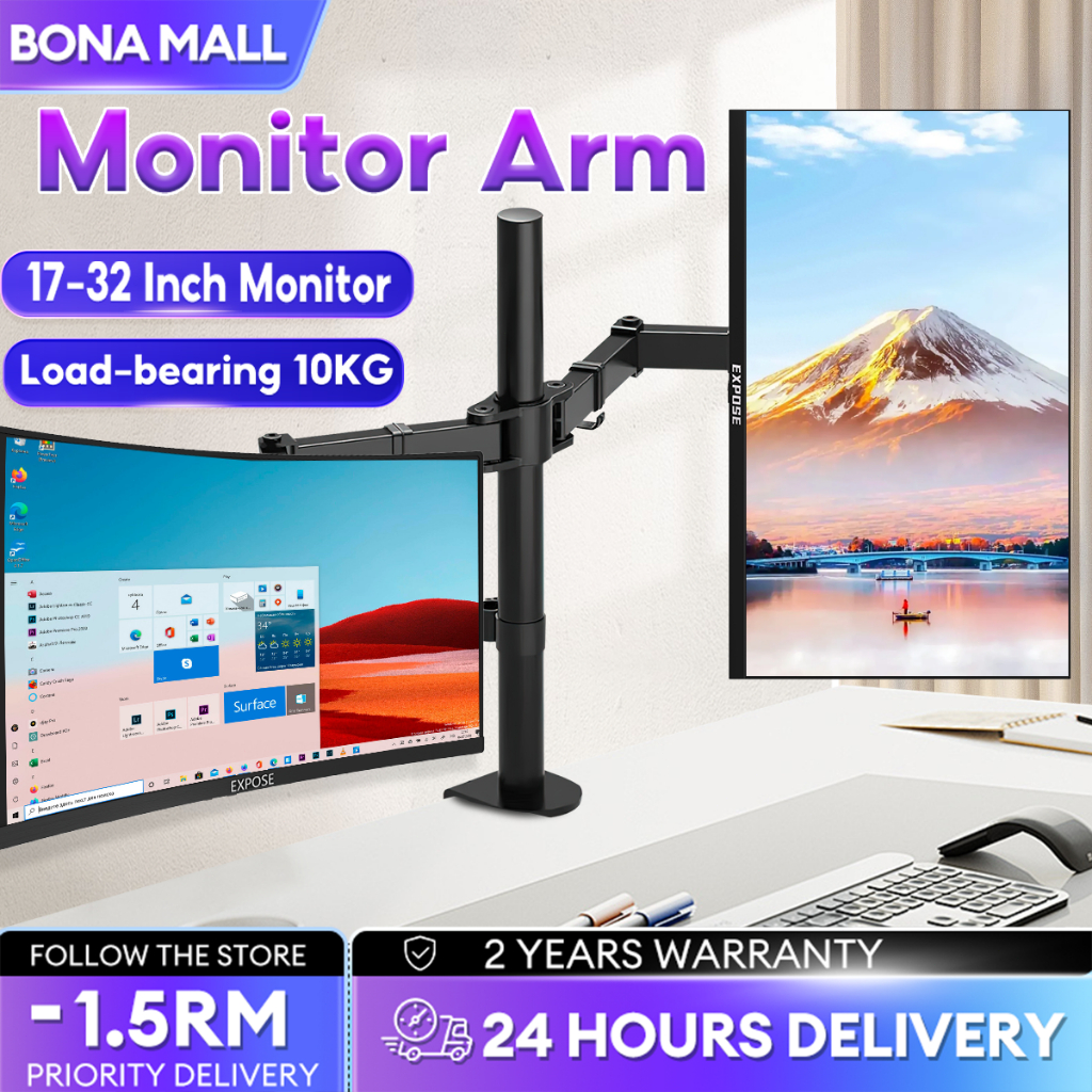 Laptop Stand Monitor Stand Arm Adjustable Dual Arm VESA 17-32 Inch ...