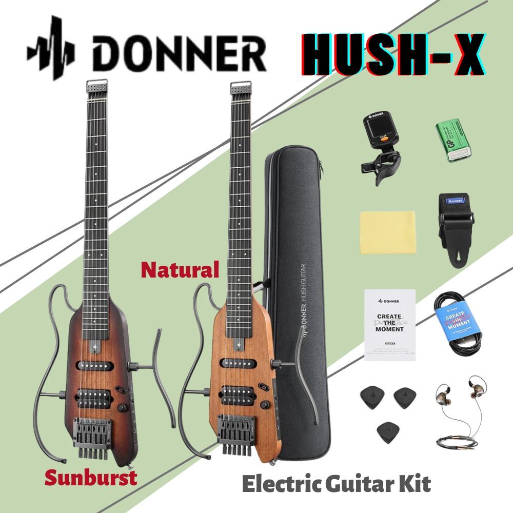 Donner EC6808 EC6807 HUSH-X Electric Guitar Kit - Natural/Sunburst ...