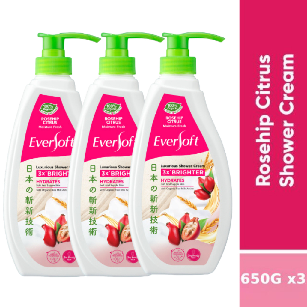 [Bundle of 3] EVERSOFT Rosehip Citrus Shower 650g | Soft Skin | Long ...