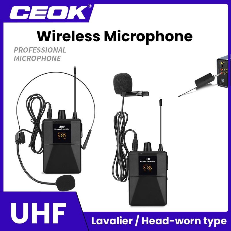 UHF Wireless Microphone Lavalier Head-mounted Mic Waist hanging ...