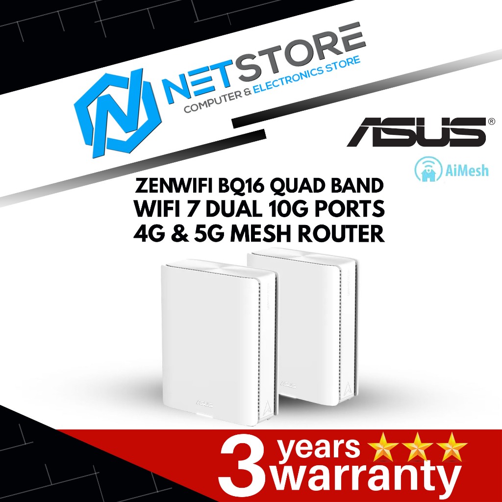 ASUS ZENWIFI BQ16 QUAD BAND WIFI 7 DUAL 10G PORTS 4G & 5G MESH ROUTER ...