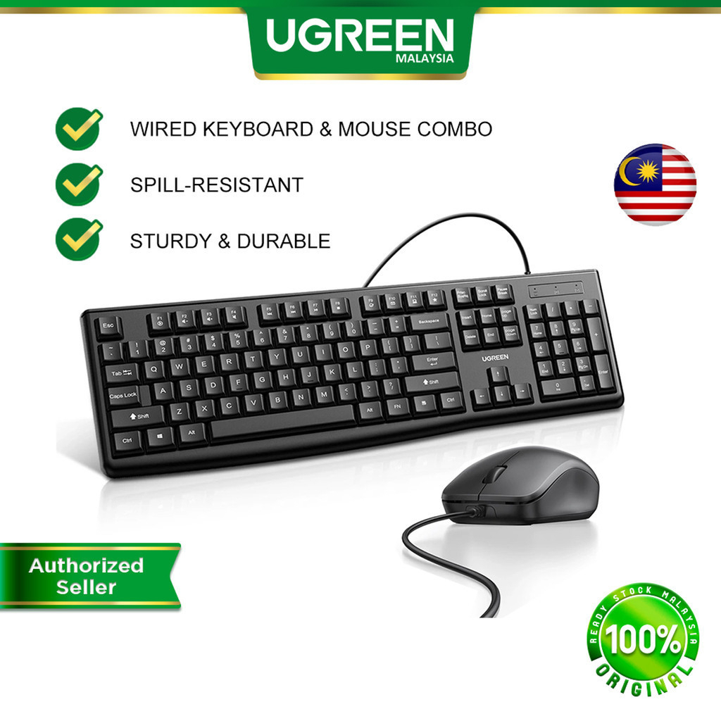 UGREEN Wired Keyboard and Mouse Combo Full Size 104 Keys Media Hotkeys ...