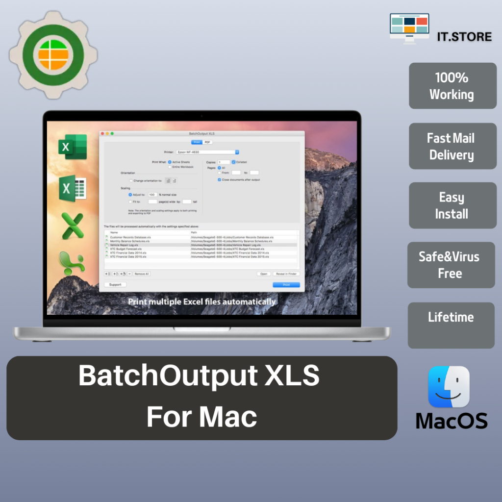 BatchOutput XLS Lifetime for Intel Mac Or M1/M2/ M3/M4 Chip Apple Silicone MacOs/Macbook/Mac ...