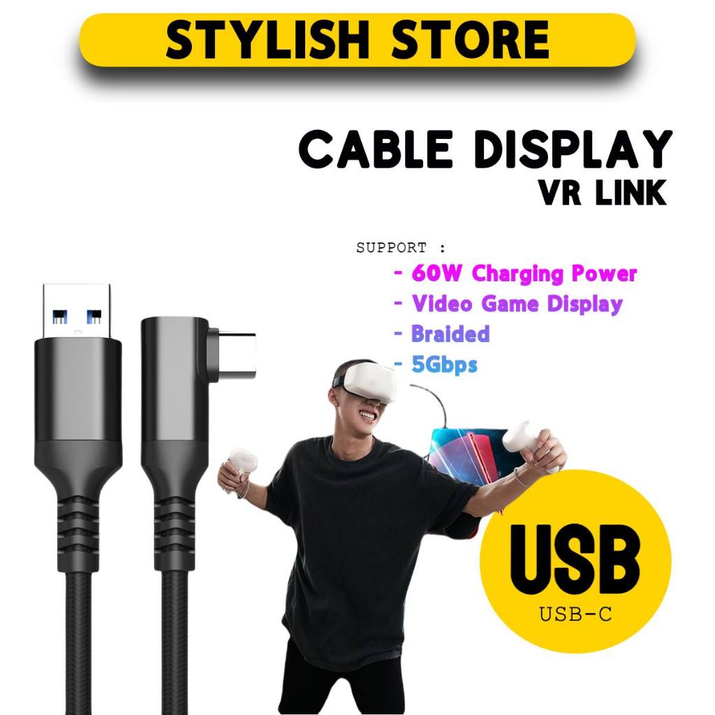 VR Link Display Cable USB Type C 5Gbps 3.0 PD 60W Support Video Games ...