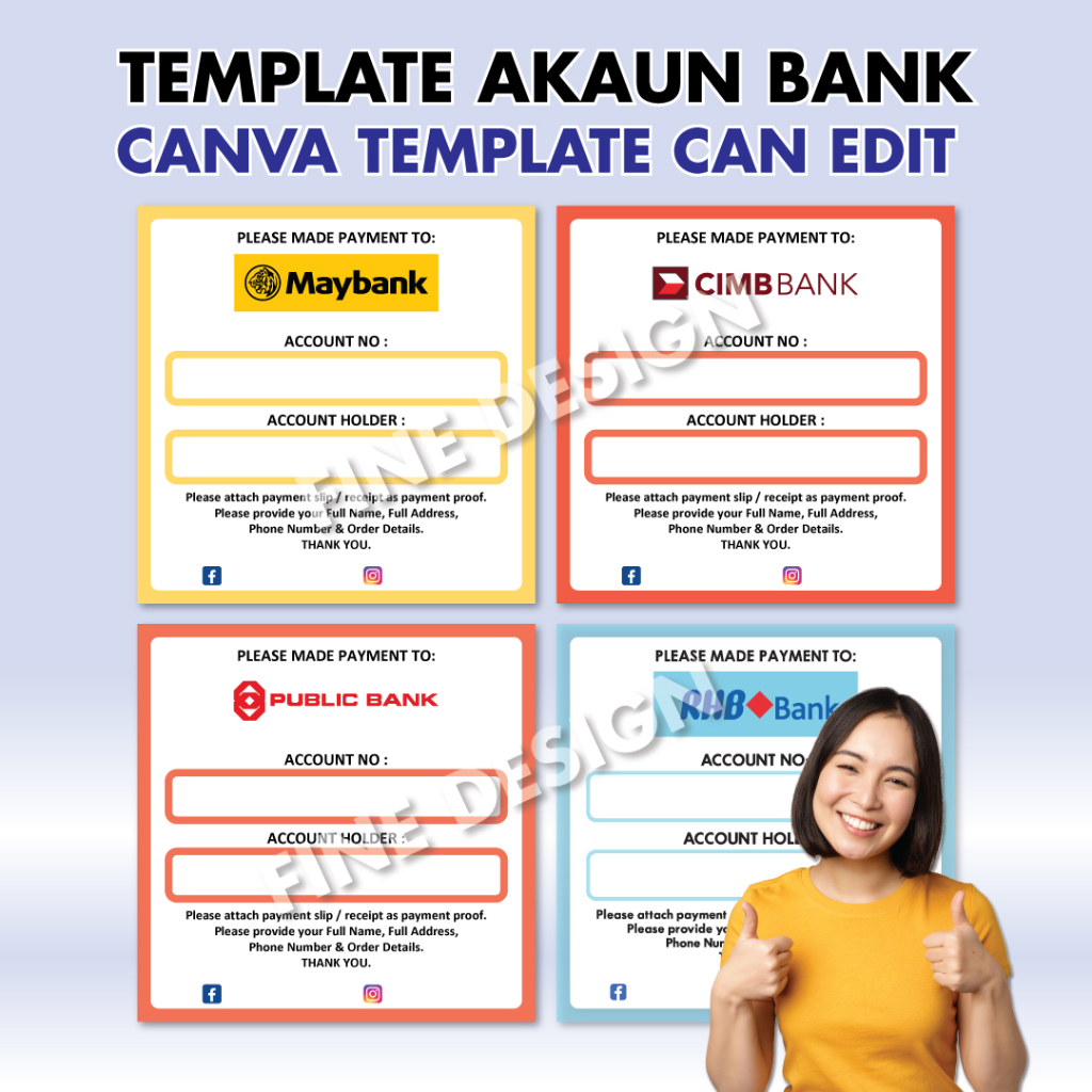 TEMPLATE AKAUN BANK | CANVA TEMPLATE CAN EDIT | BANK ACCOUNT TEMPLATE ...