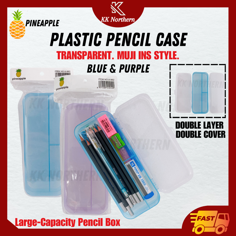 Pineapple Large Capacity PP Plastic Pencil Case Student Pencil Box ...