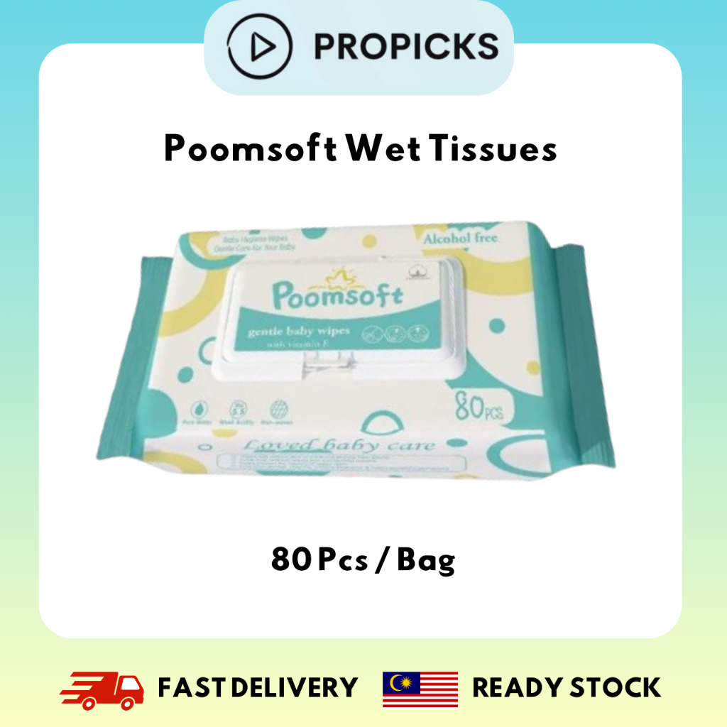 POOMSOFT Non Alcohol Baby Wet Wipes/Wet Tissue (80 Pcs/Pack) | Shopee ...