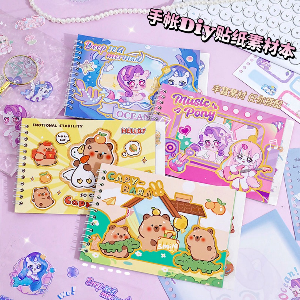Pek Pelekat Stiker Comel Cute Cartoon Pony Capybara Sticker Book ...