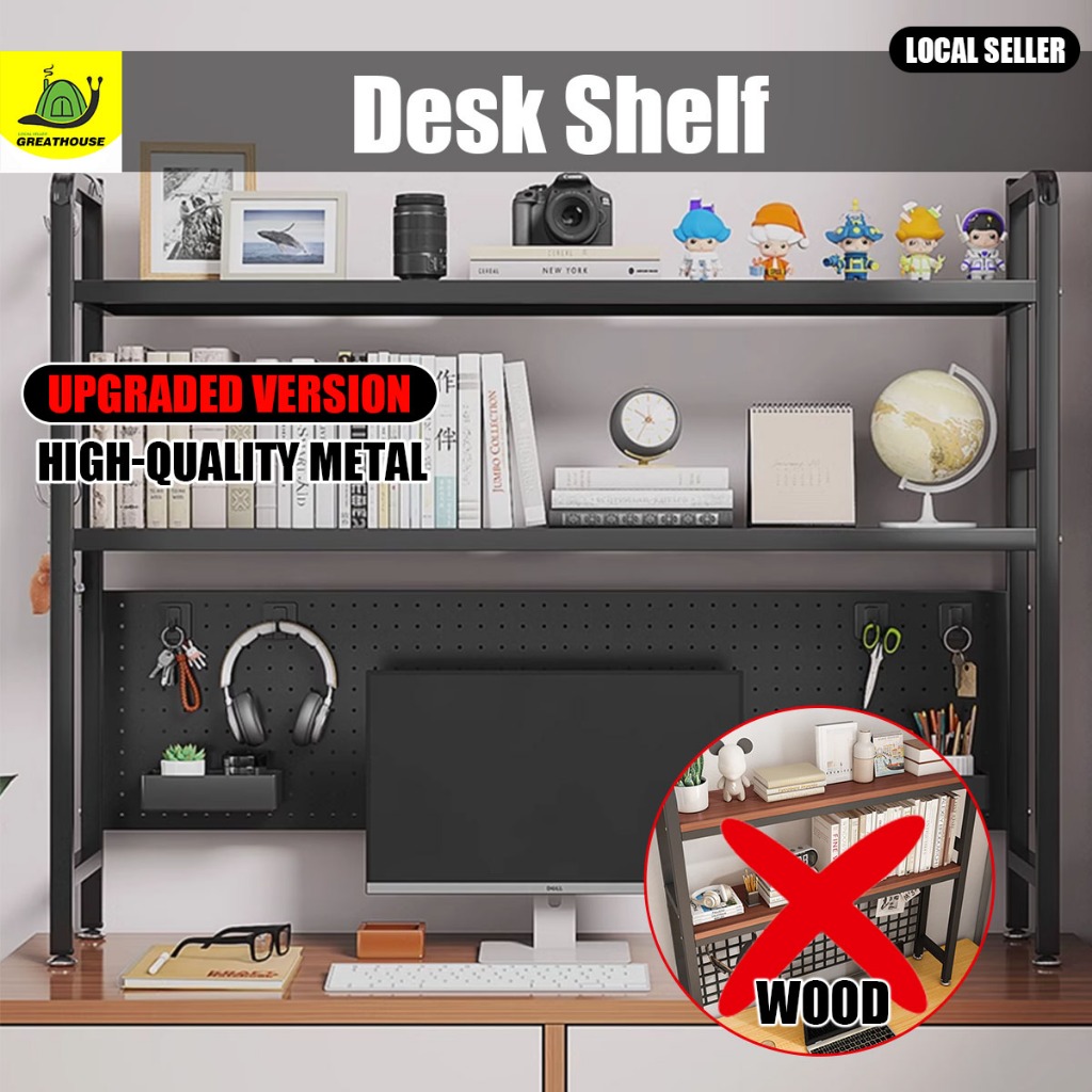 🇲🇾 2 Layer Desktop Storage Shelf Office Table Storage Rack Bookshelf ...