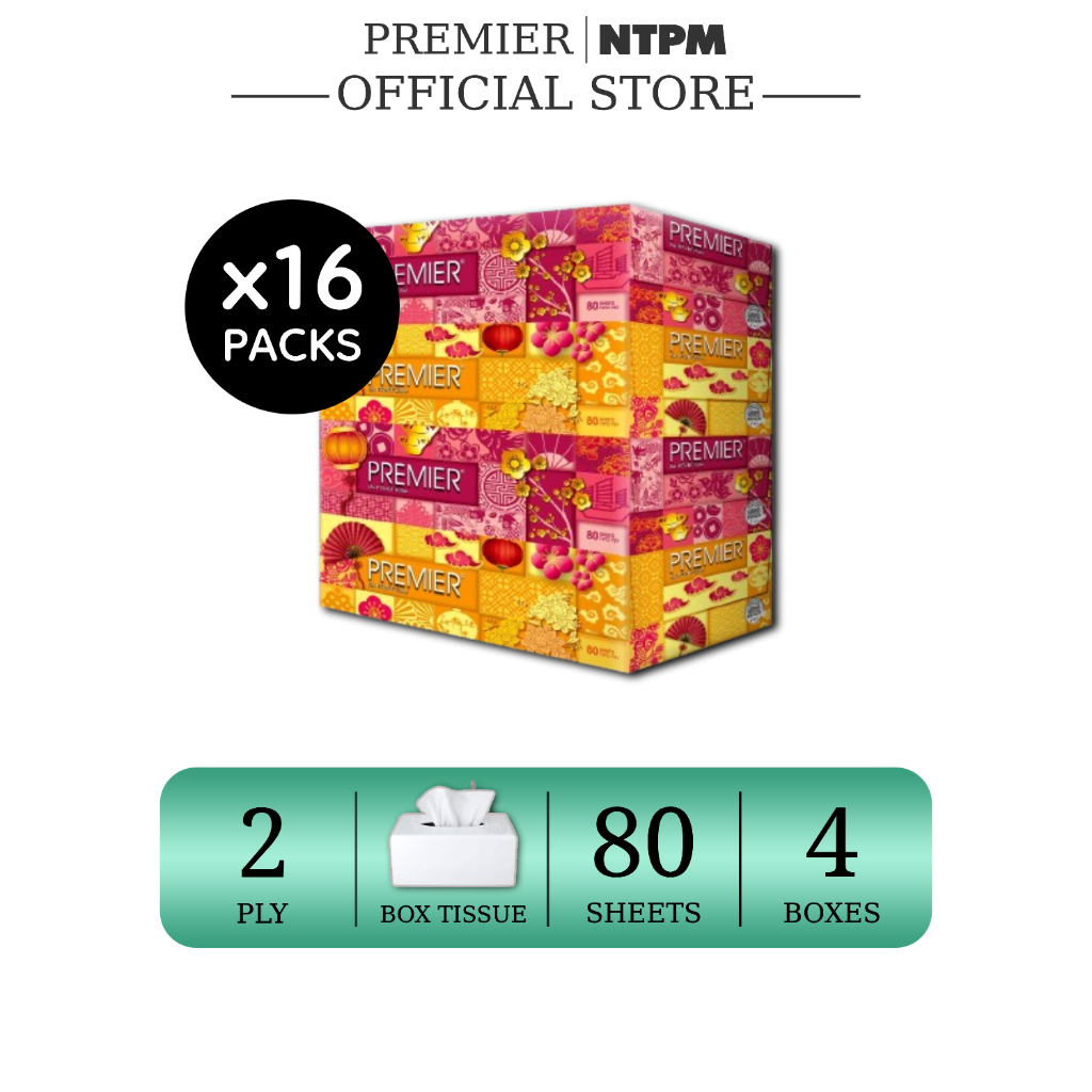 Premier CNY Facial Tissue (80's x 4) x 16 Packs (Carton) | Shopee Malaysia