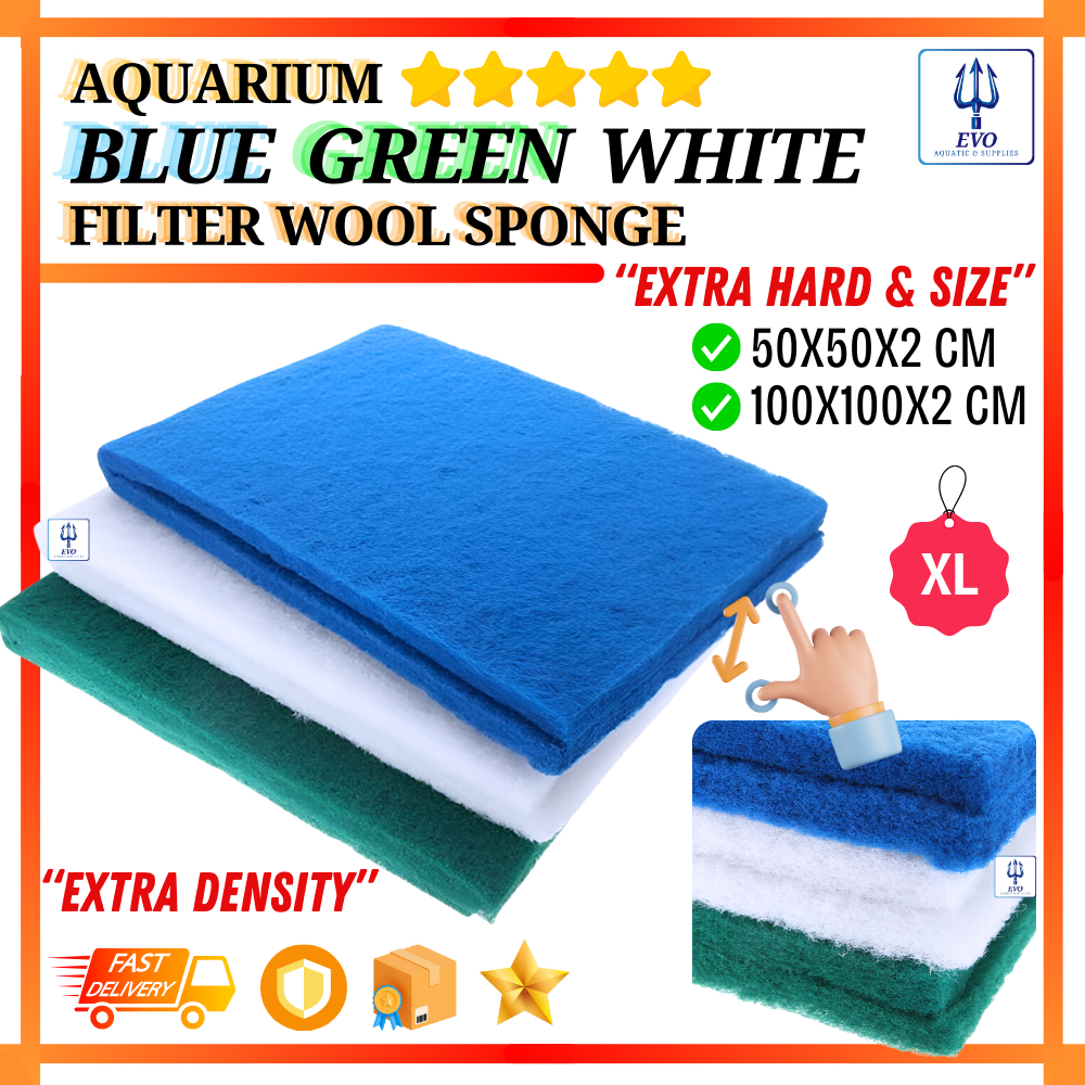 🔥Ready Stock🔥 Aquarium Filter Wool Green Blue Filter Cotton Sponge Fish ...