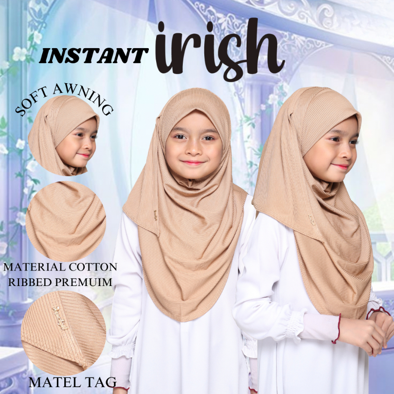 Tudung Budak Instant Iris Panel Kain Cotton ribbed | Shopee Malaysia