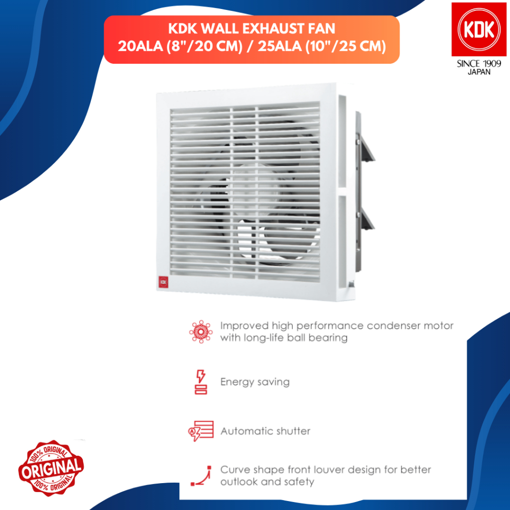 KDK 20ALA / 25ALA WALL MOUNT PROPELLER EXHAUST FAN ( 20cm/8″ ) / ( 25cm ...