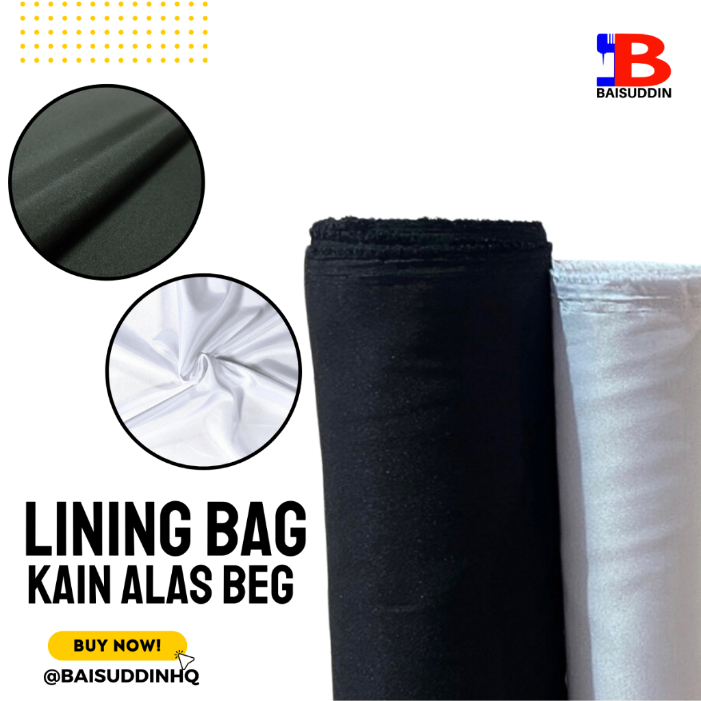 1meter Kain Alas Dalam Beg Belum Jahit / Lining Beg / Kain Pongee Hitam ...