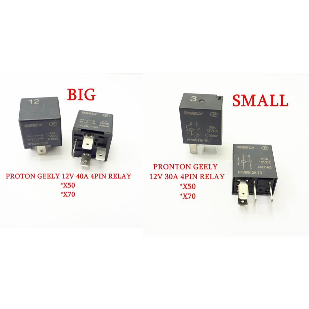 Original Proton Geely Power Relay 30A 40A 12V X50 X70 4Pin Relay Fuse ...