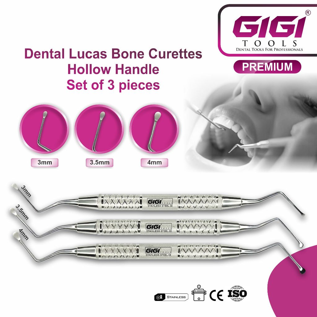 GIGI Tools Dental Lucas Bone Curettes Double Ended Hand Tools Hollow ...