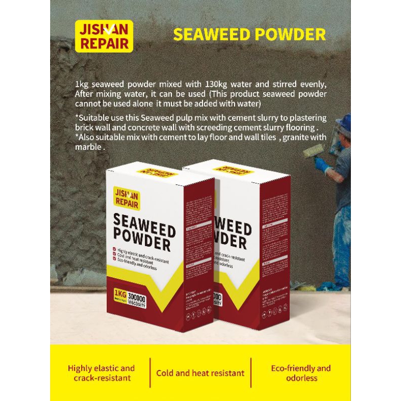 JISHAN REPAIR SEAWEED POWDER 1KG SERBUK RUMPAI LAUT mix cement ...