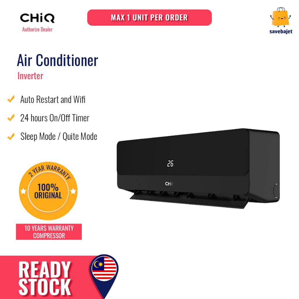 CHiQ Smart Elegant Inverter Air Conditioner (1.0HP/1.5HP/2.0HP) CSDC ...