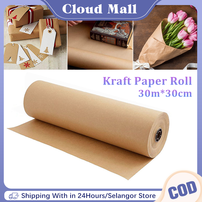 30 Meter Brown Kraft Paper Roll Gift Wrapper Paper Roll For Crafts Art ...