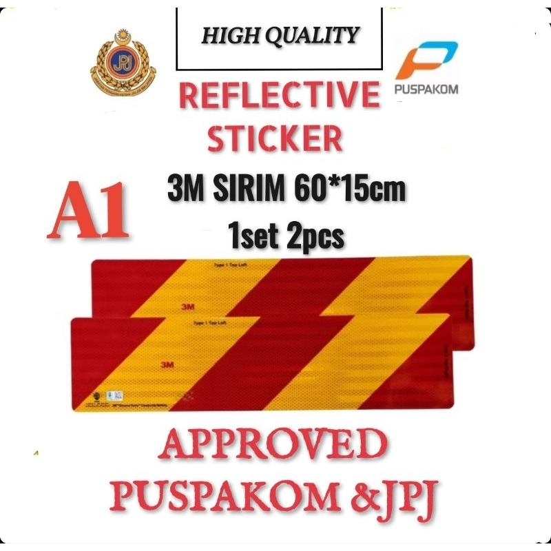 (MONEY BACK WARRANTY)3M Diamond Grade Reflective Sticker (1pair wITH ...
