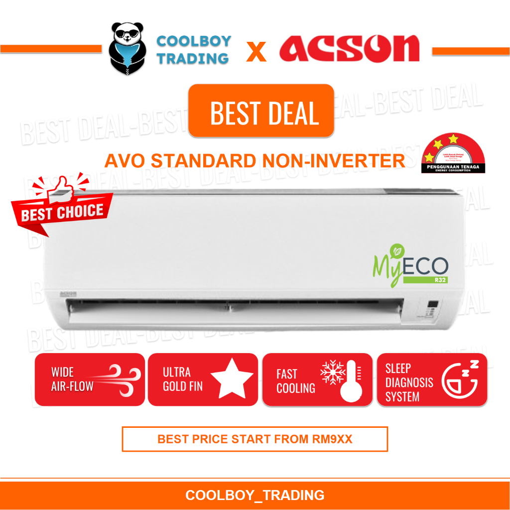 ACSON AVO WALL MOUNTED NON-INVERTER R-32 SERIES 1HP, 1.5HP, 2HP, 2.5HP | Shopee Malaysia
