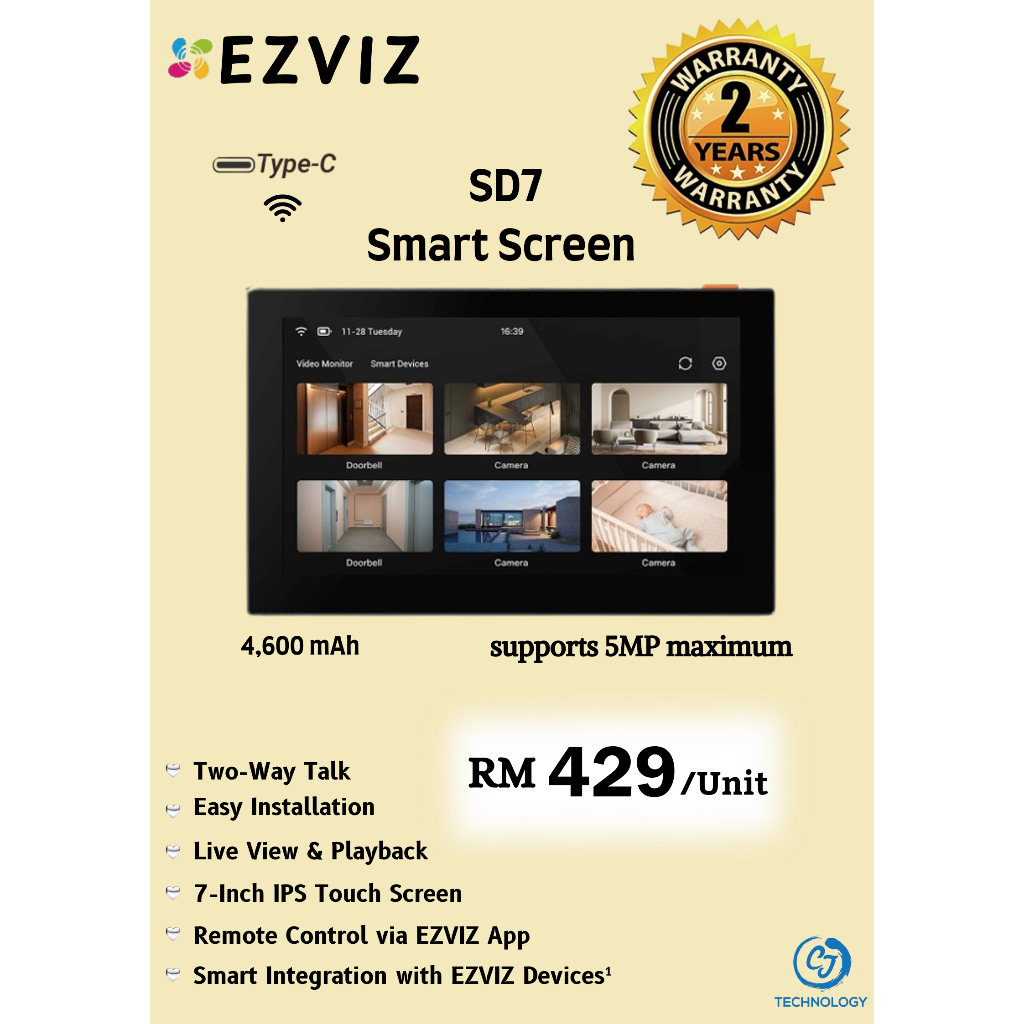 EZVIZ SD7 Smart Screen 7" IPS Touch Screen | Shopee Malaysia