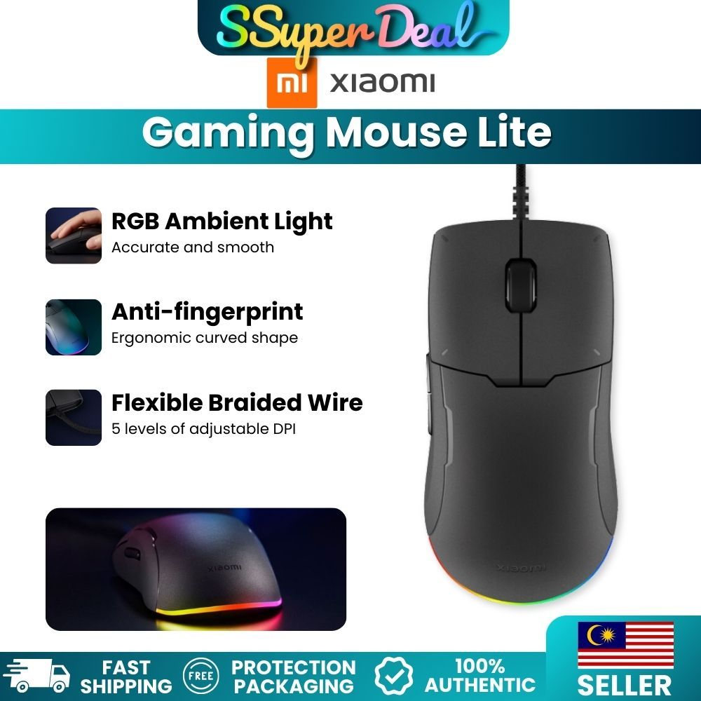 Xiaomi Gaming Mouse Lite With High Flexible Braided Wire RGB Backlight ...