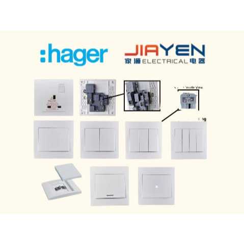HAGER Muse 1G /2G /3G/ 4G/ Bell Switch /20a Double pole (Hager Muse ...