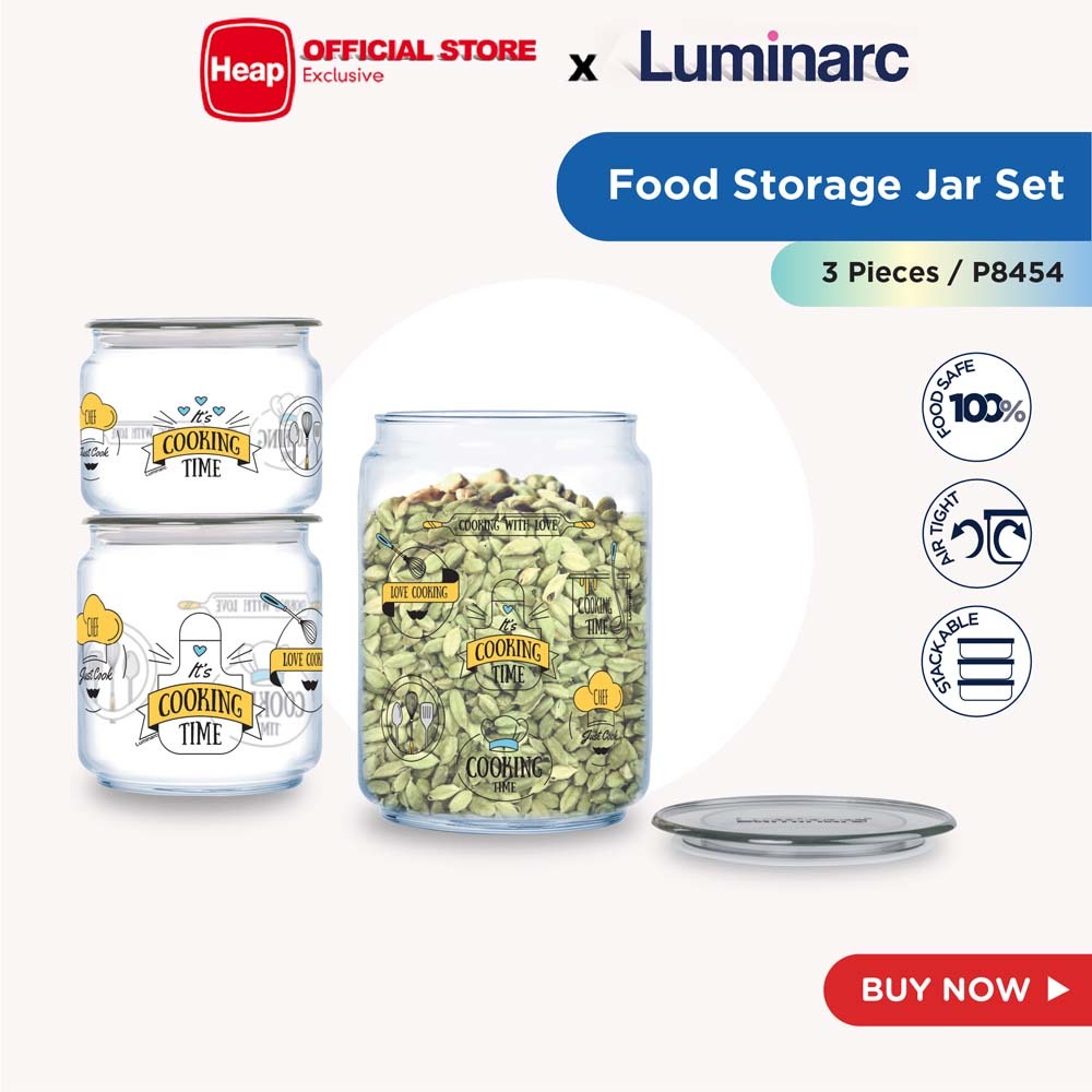 Luminarc 3Pcs Rondo 'Cooking Time' Storage Jar Set - (500+750+1000ML ...