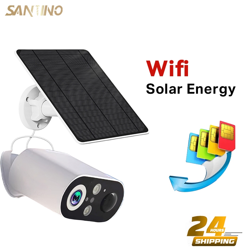 SANTINO Solar CCTV 8MP Dual Lens CCTV Card Solar Battery Outdoor ...