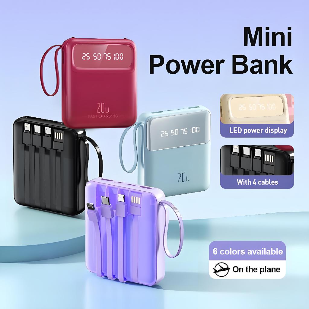 20000mah mini Power Bank Design with Detachable 4 Cable Portable fast ...