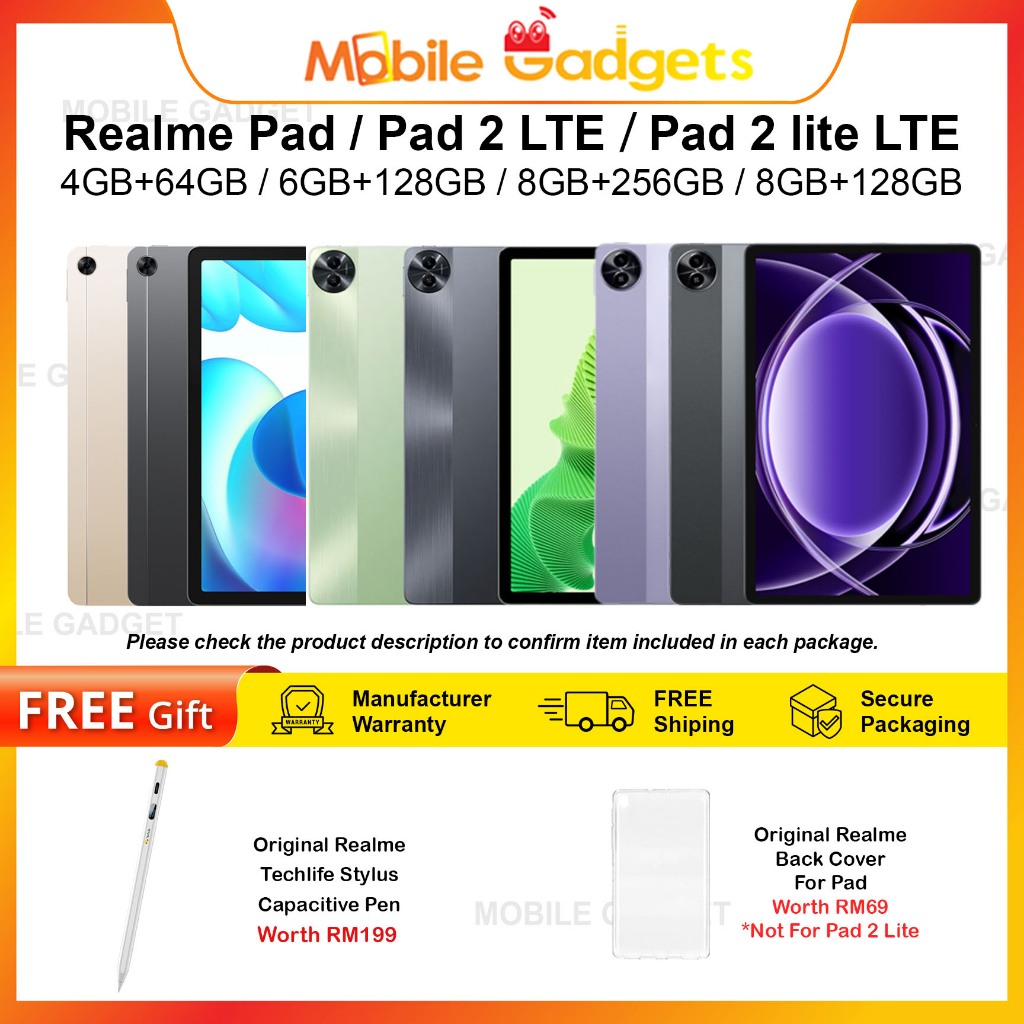 Realme Pad LTE / Pad 2 LTE / Pad 2 Lite [4GB+64GB / 6GB+128GB / 8GB ...