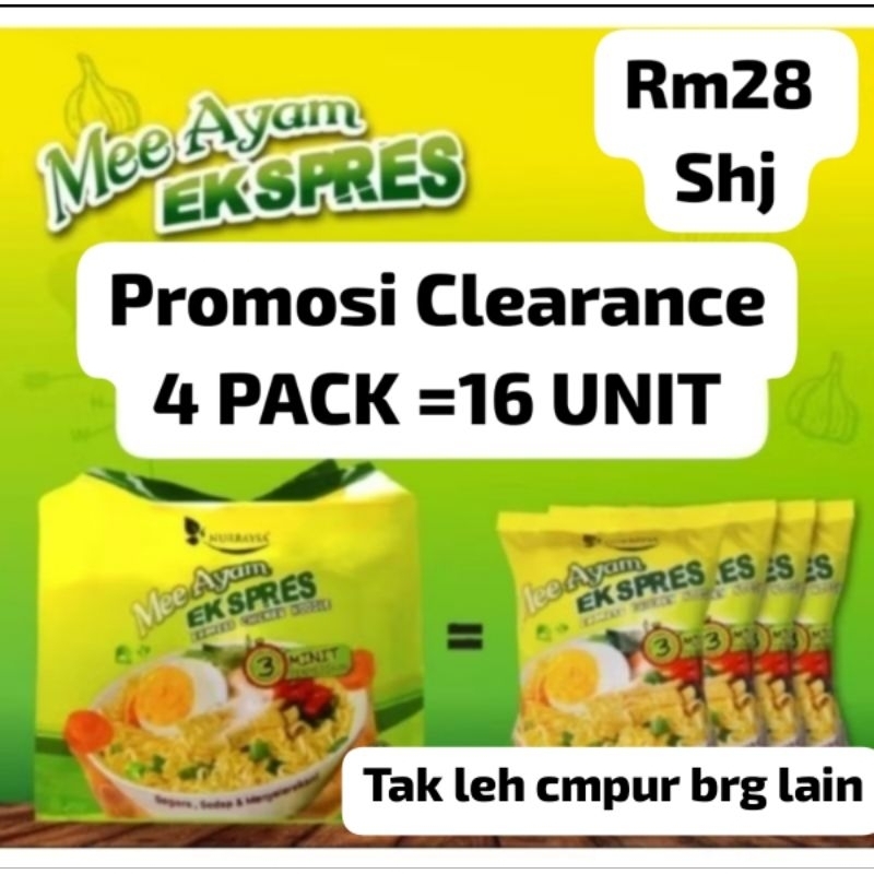 Combo 4packs Mee Ayam Express Nurraysa Tanpa Wax Lilin Mee sihat ...