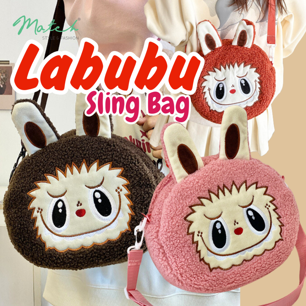 Labubu Bag Fluffy Cute Girls Sling Bags Kids Cartoon Plush Toys Monster ...