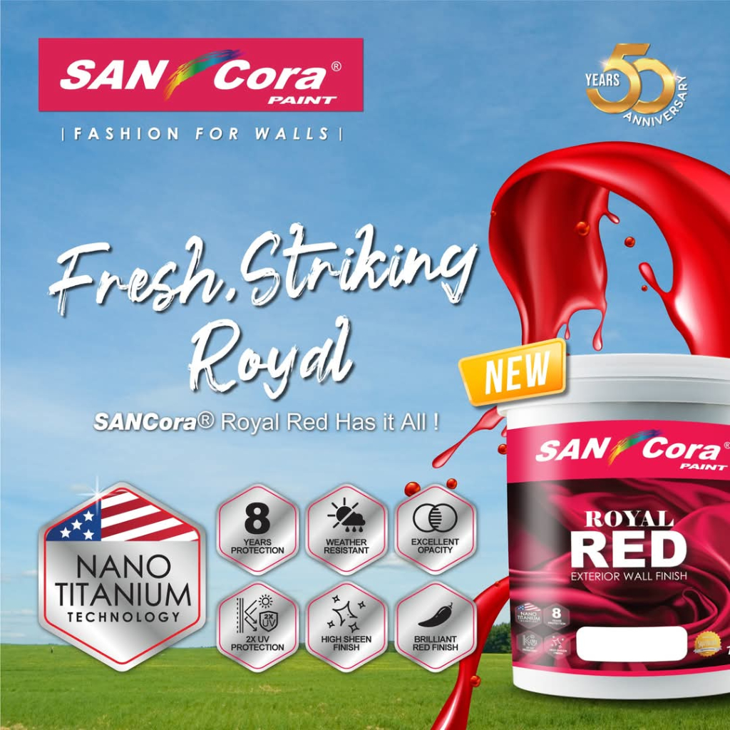 1L SANCORA ROYAL RED EXTERIOR WALL FINISH | Shopee Malaysia