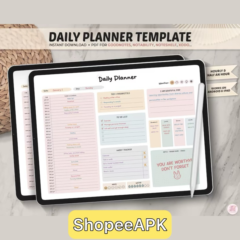 Daily Planner 📅: Undated Goodnotes & Notability Template for Easy ...