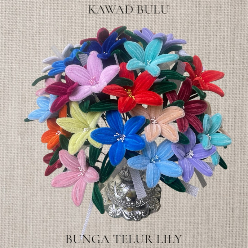 30/60PCS Doorgifts Bunga Telur Lily kawat bulu (FREE Digital Invitation ...
