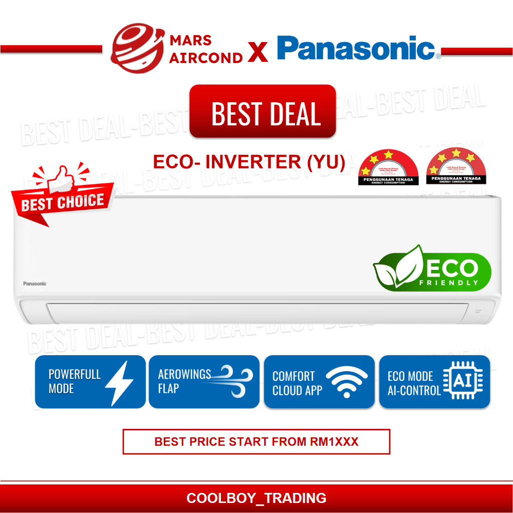 Panasonic Aircond Eco Inverter YU Series (AKH-1) (1hp/1.5hp/2hp/2.5hp/3hp) | Shopee Malaysia