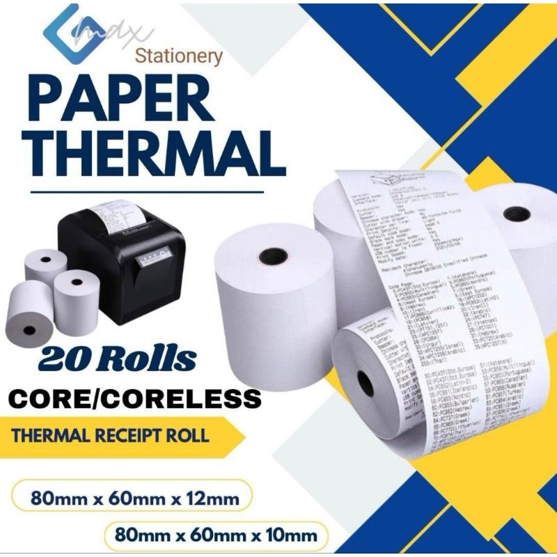 80mm x 60mm Thermal Roll & Receipt Paper Roll Cash Register Receipt ...