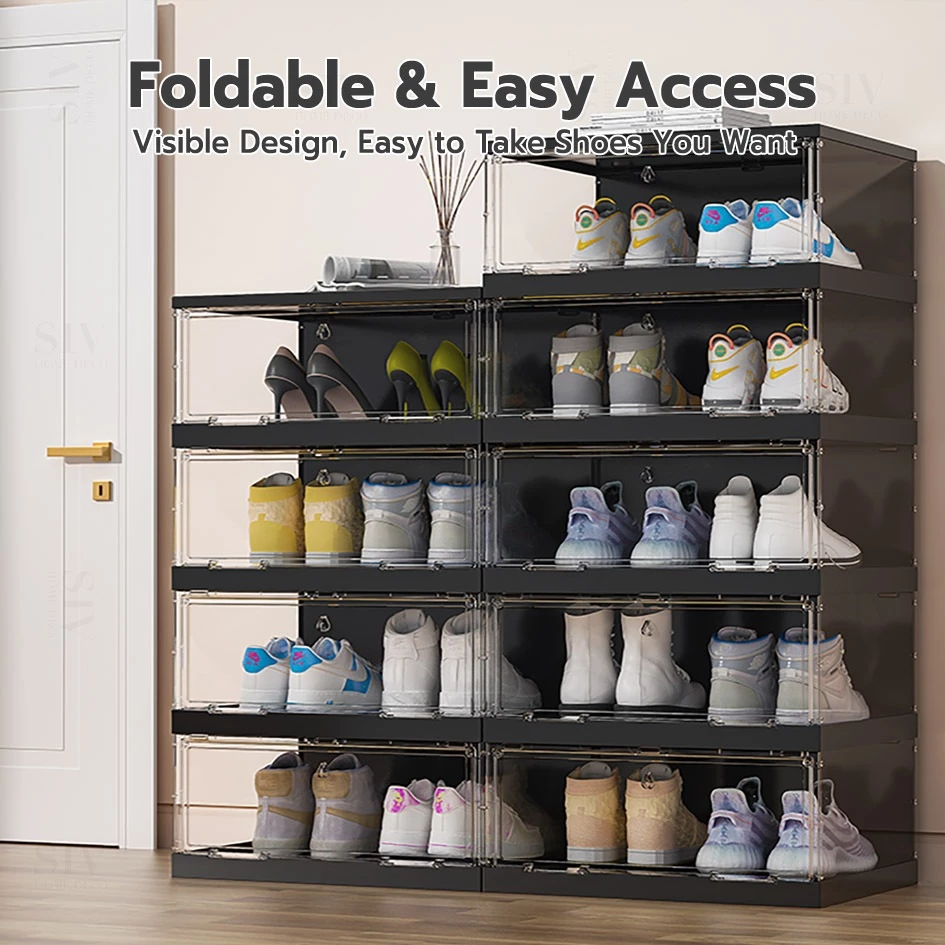 Foldable Shoe Rack Folding Shoe Cabinet Rak Kasut Plastik Plastic Shoe ...