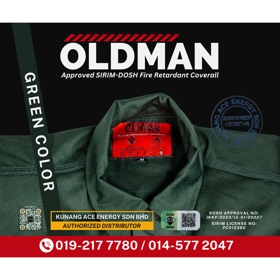 APPROVED SIRIM-DOSH FIRE RETARDANT COVERAL (FRC) BRAND OLDMAN | Shopee ...
