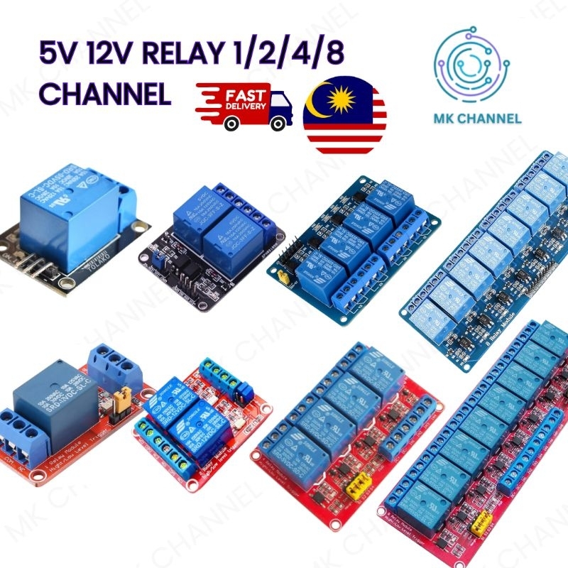 3.3V 5V 12V 1/2/4/8 Channel Relay Board Module High/Low Trigger | Shopee Malaysia