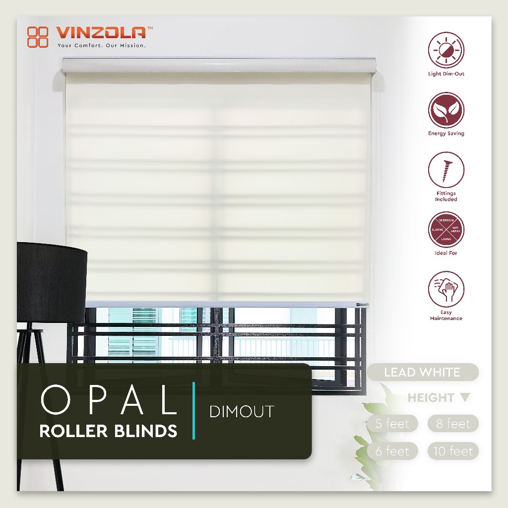 [Vinzola] Opal Lead White Dimout Roller Blinds / Dimout Langsir Bidai ...