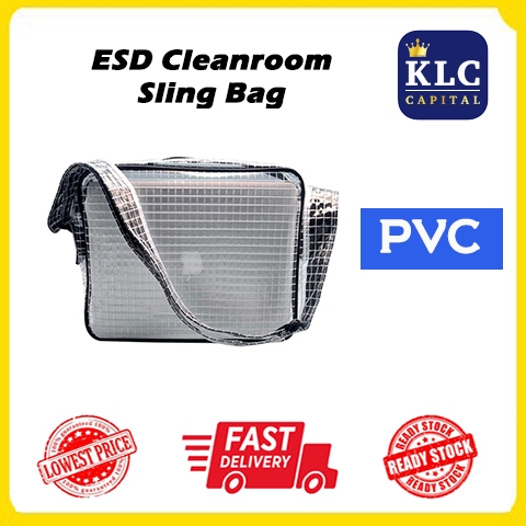 Cleanroom ESD Bag Full PVC Antistatic Bag BLACK Sling Bag (40x30x8) cm ...
