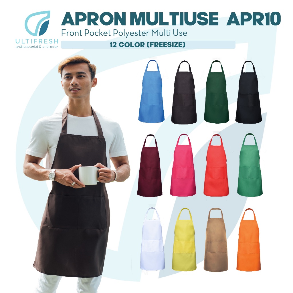 ULTIFRESH Plain Apron with Pocket Kitchen Apron Dapur Multi Use Apron ...