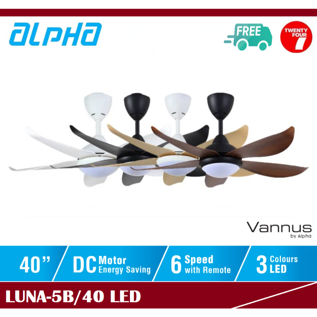 ALPHA Vannus - LUNA LED 5B 40 Inch DC Motor Ceiling Fan with 5 Blades ...