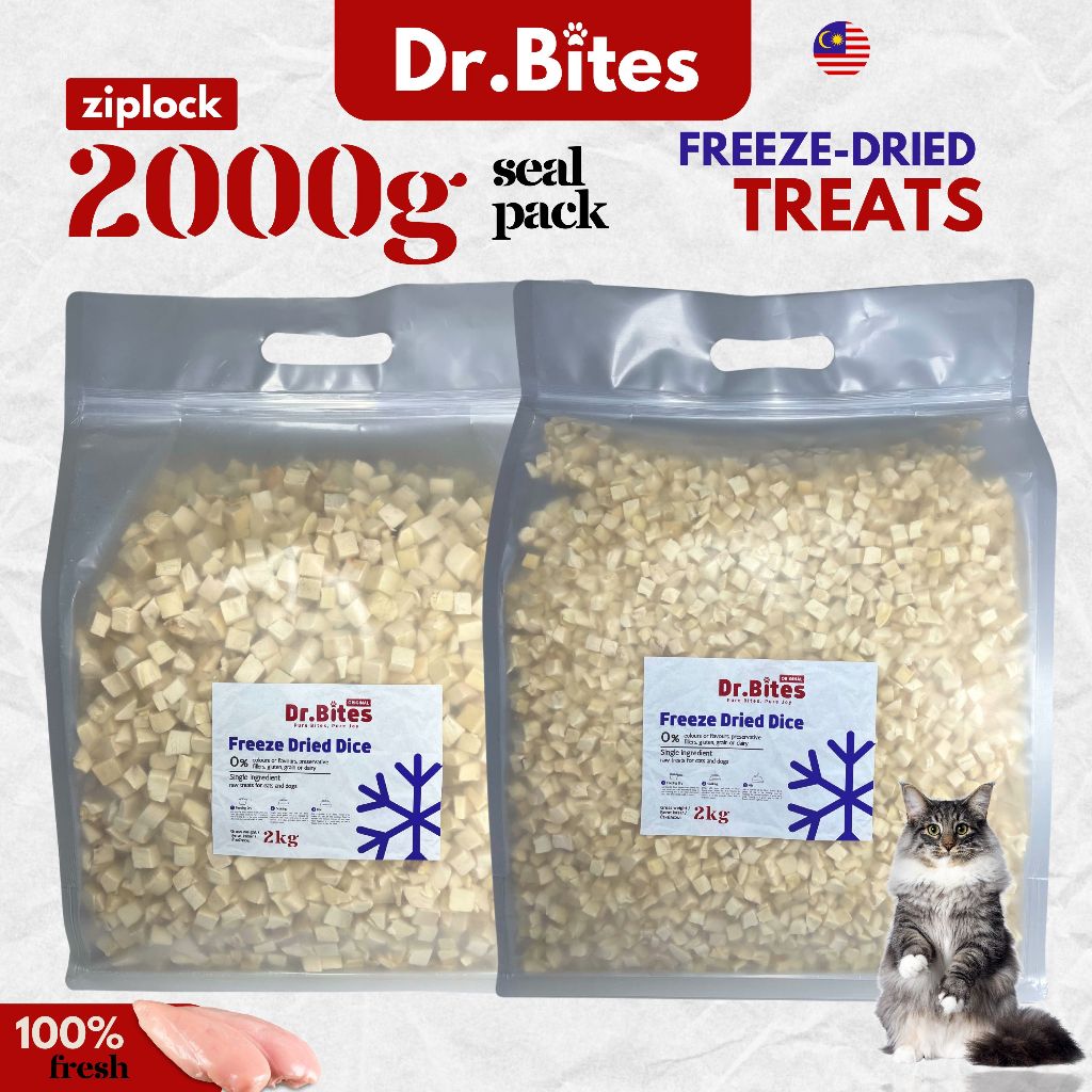 Dr.Bites JUMBO PACK Freeze Dried Chicken [2000g] Booster Gemuk Premium ...