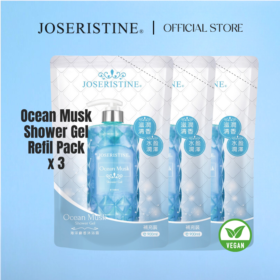 Joseristine Ocean Musk Shower Gel 3 x Refill Pack 900ml / Vegan/ Body ...