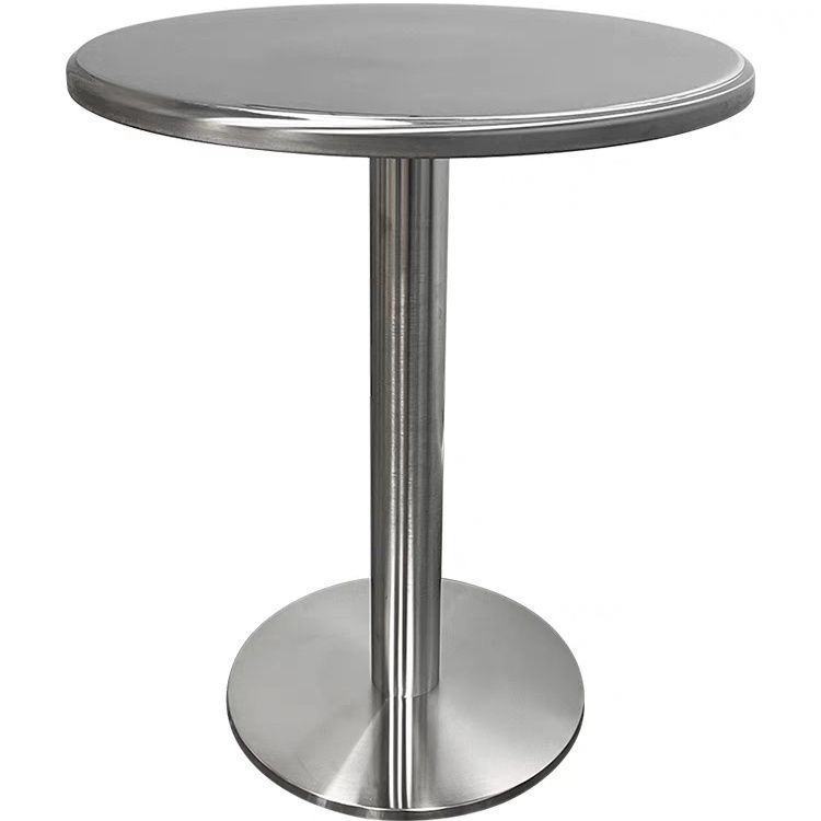 Stainless steel small round table cafe outdoor bar industrial style ...